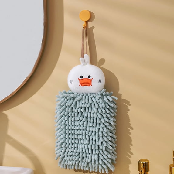 Bathroom Hand Towel with Hanging Loop Strong Water Cartoon Animal ...
