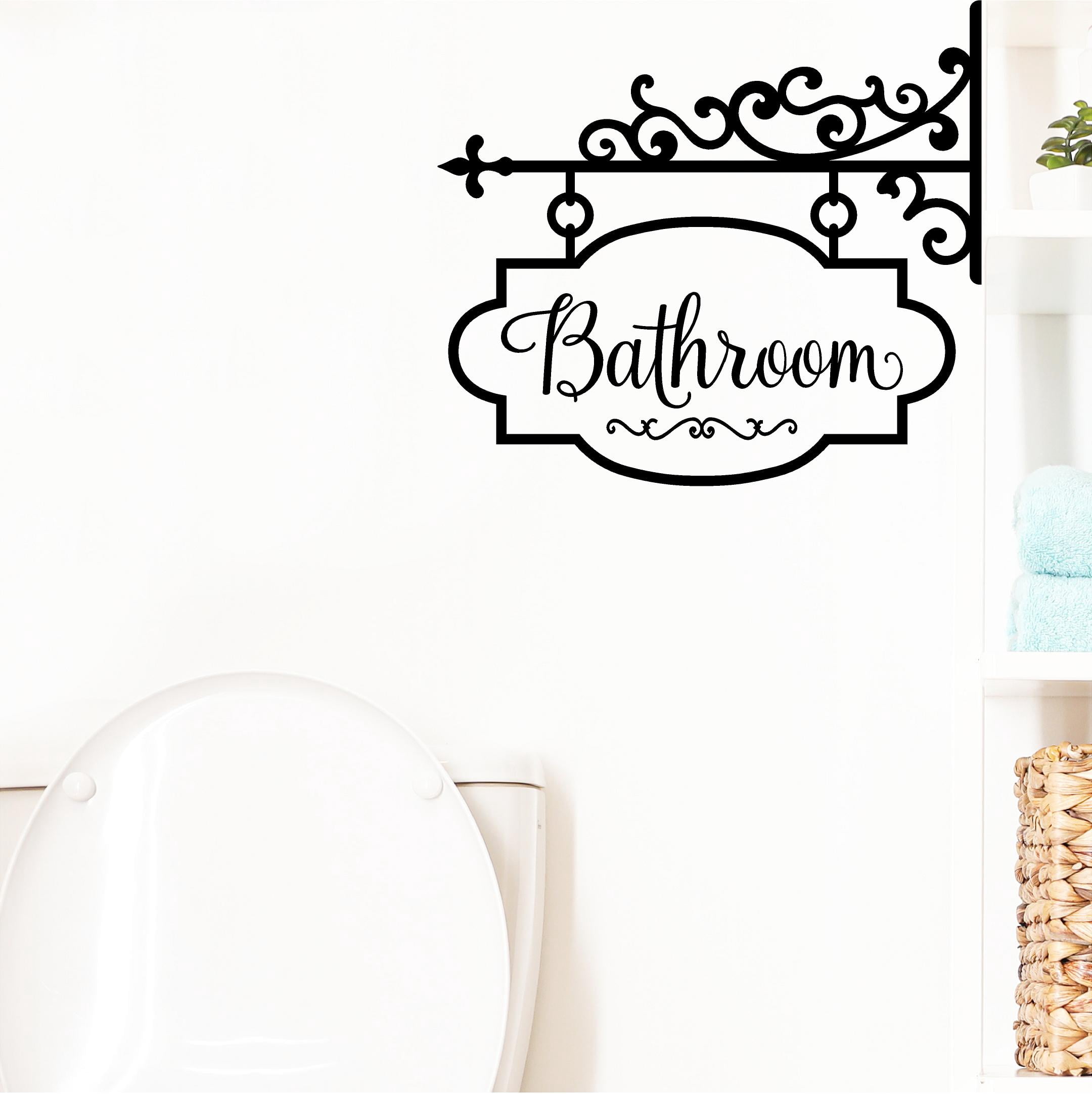 Bathroom Hang Sign Vinyl Lettering Wall Decal Sticker Bathroom Door ...