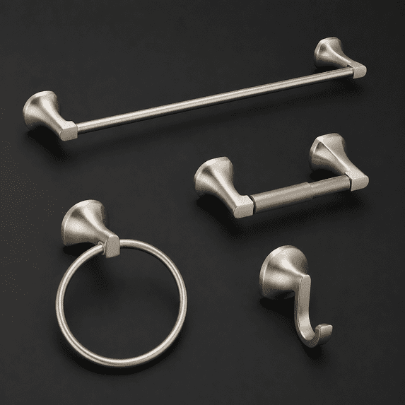 Bathroom Hardware Set Brushed Nickel Adjustable Expandable Towel Bar 4 ...