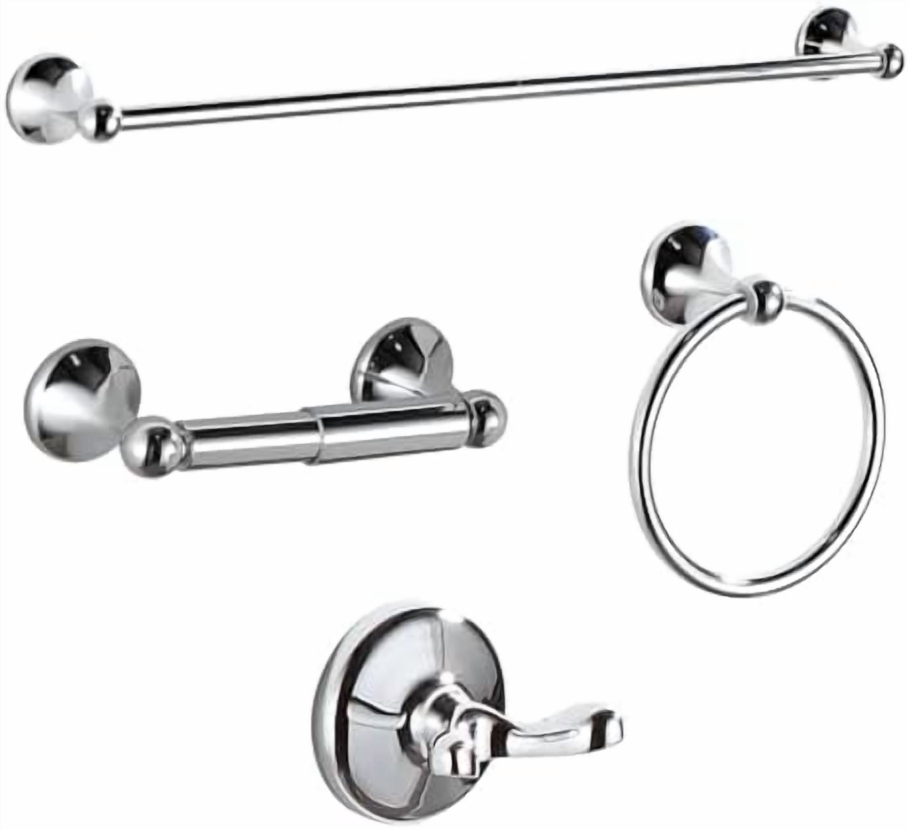 Bathroom Hardware Set, Chrome Adjustable Expandable Towel Bar 4-Piece ...