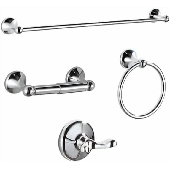 Bathroom Hardware Set, Chrome Adjustable Expandable Towel Bar 4-Piece ...