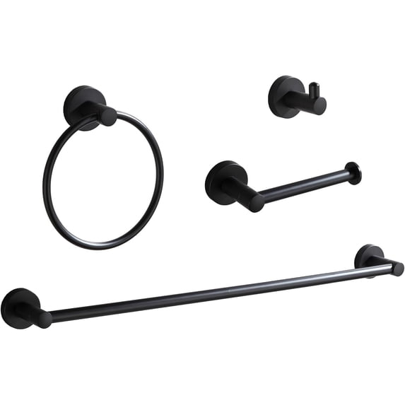 Bathroom Hardware Set Matte Black 4-Pieces Bathroom Towel Rack 24 ...