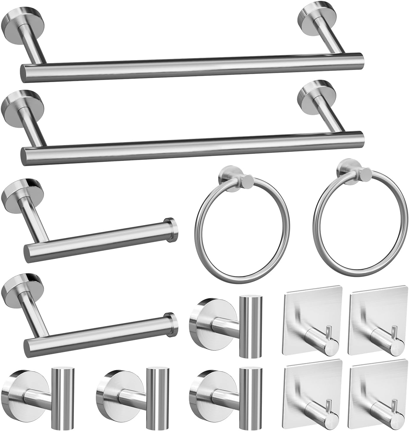 Bathroom Hardware Set in Brushed Nickel with 14 Pieces, Stainless Steel ...