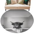 Bathroom Highland Cow Round Rug 5ft Washable Circle Kitchen Rugs Non ...