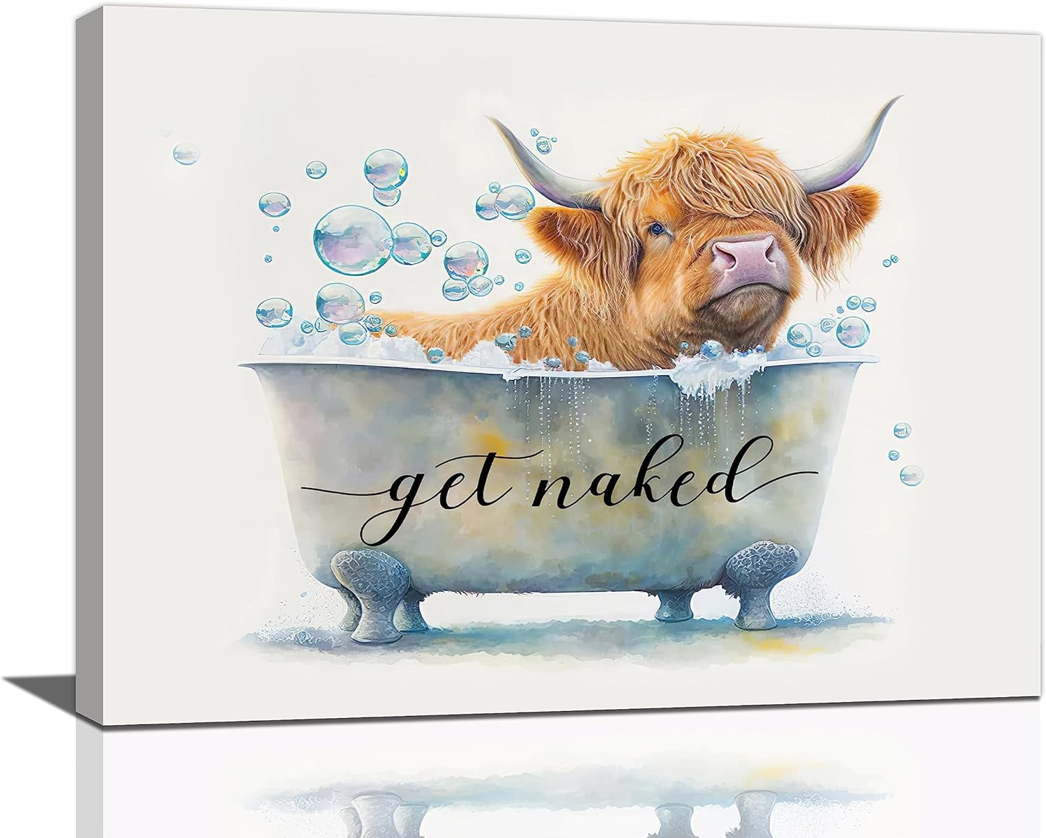 Bathroom Highland Cow Wall Decor Longhorn Cow in Bathtub Wall Art ...