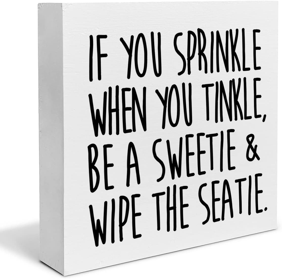 Bathroom Humor Wood Box Sign Art Desk Decor If You Sprinkle When You ...