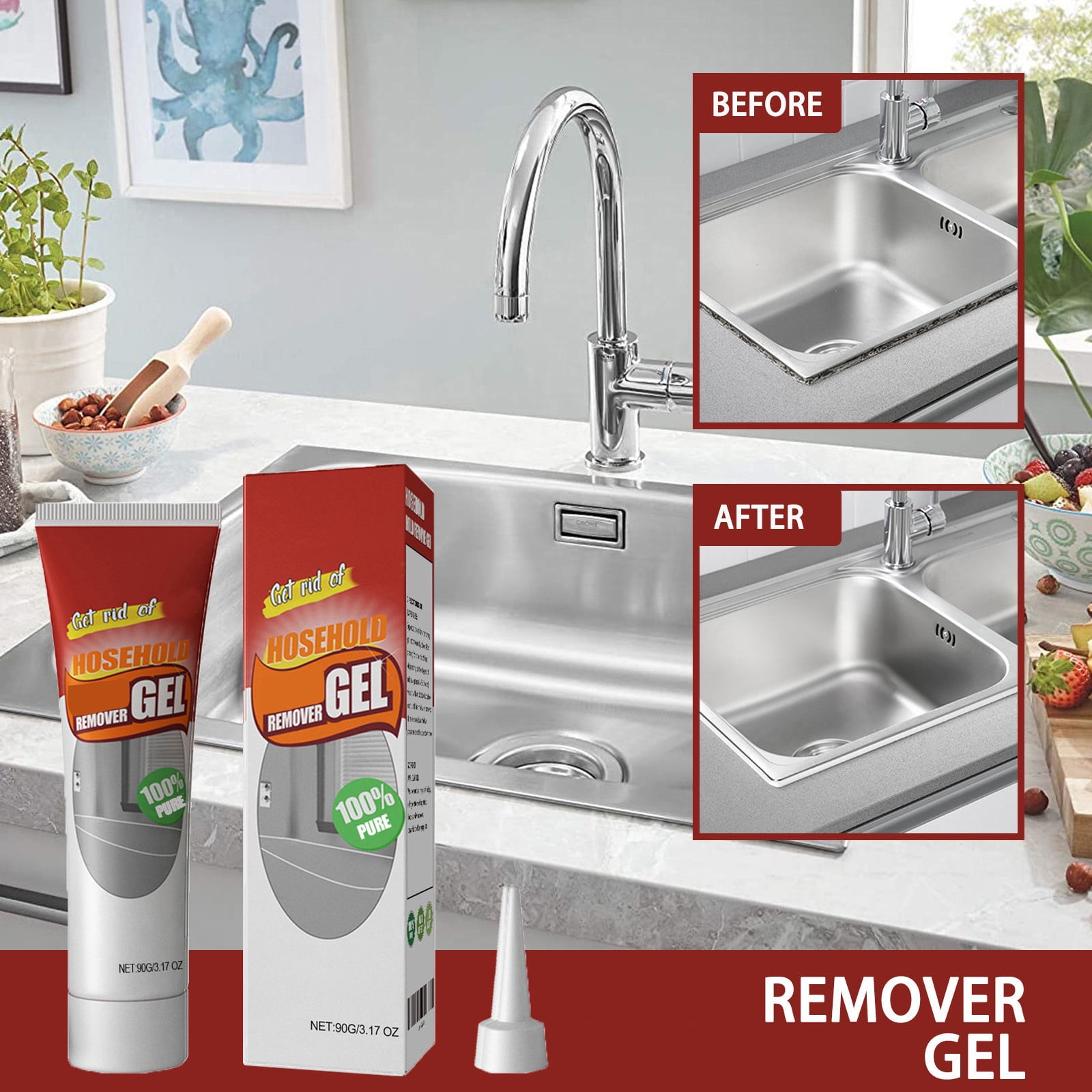 Bathroom and Kitchen Stain Remover Gel | Mold and Mildew Cleaner for ...