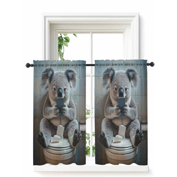 Bathroom Koala Curtains 45 Inch Length, Sheer Curtains for Bedroom ...