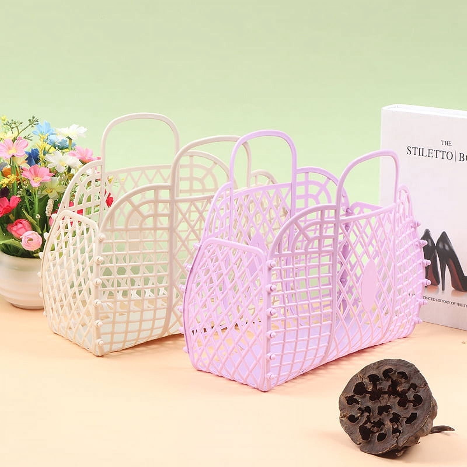 Bathroom Laundry Basket Small Foldable Mesh Portable Plastic Storage ...
