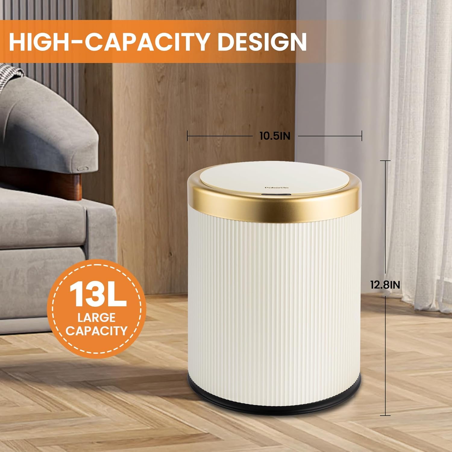 Bathroom with Lid, 3.5 Gallon Motion Sensor Waterproof Touchless ...