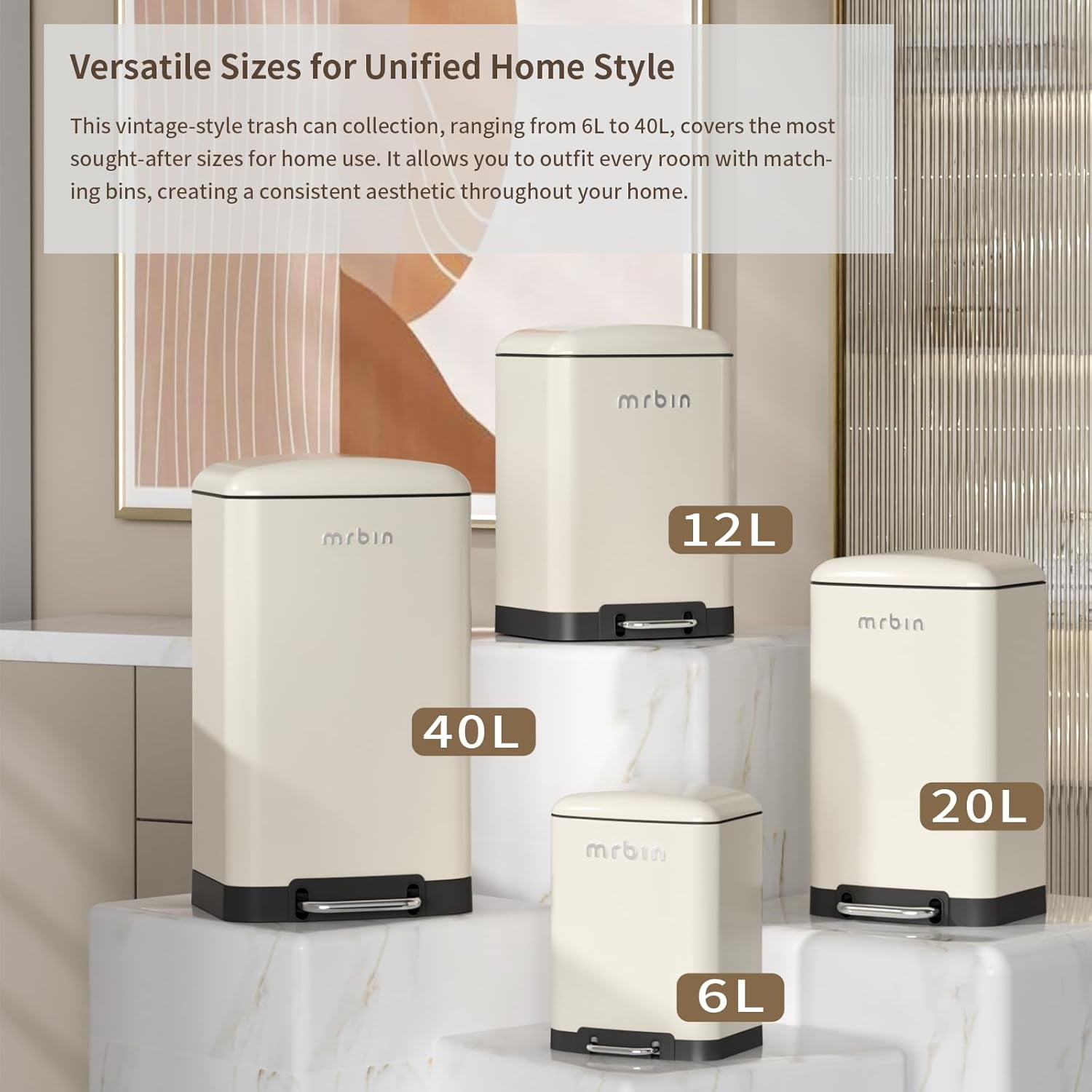 Bathroom with Lid, Metal Step Kitchen Waste Basket Touchless Soft Close ...