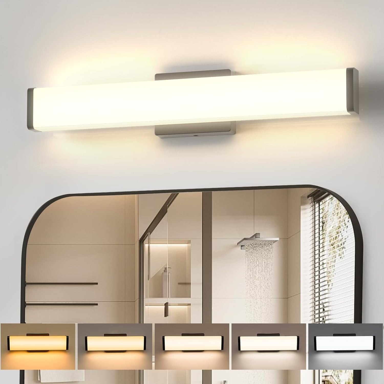 Bathroom Light Fixtures, 16 inch Dimmable 5CCT Led Modern Vanity Lights ...