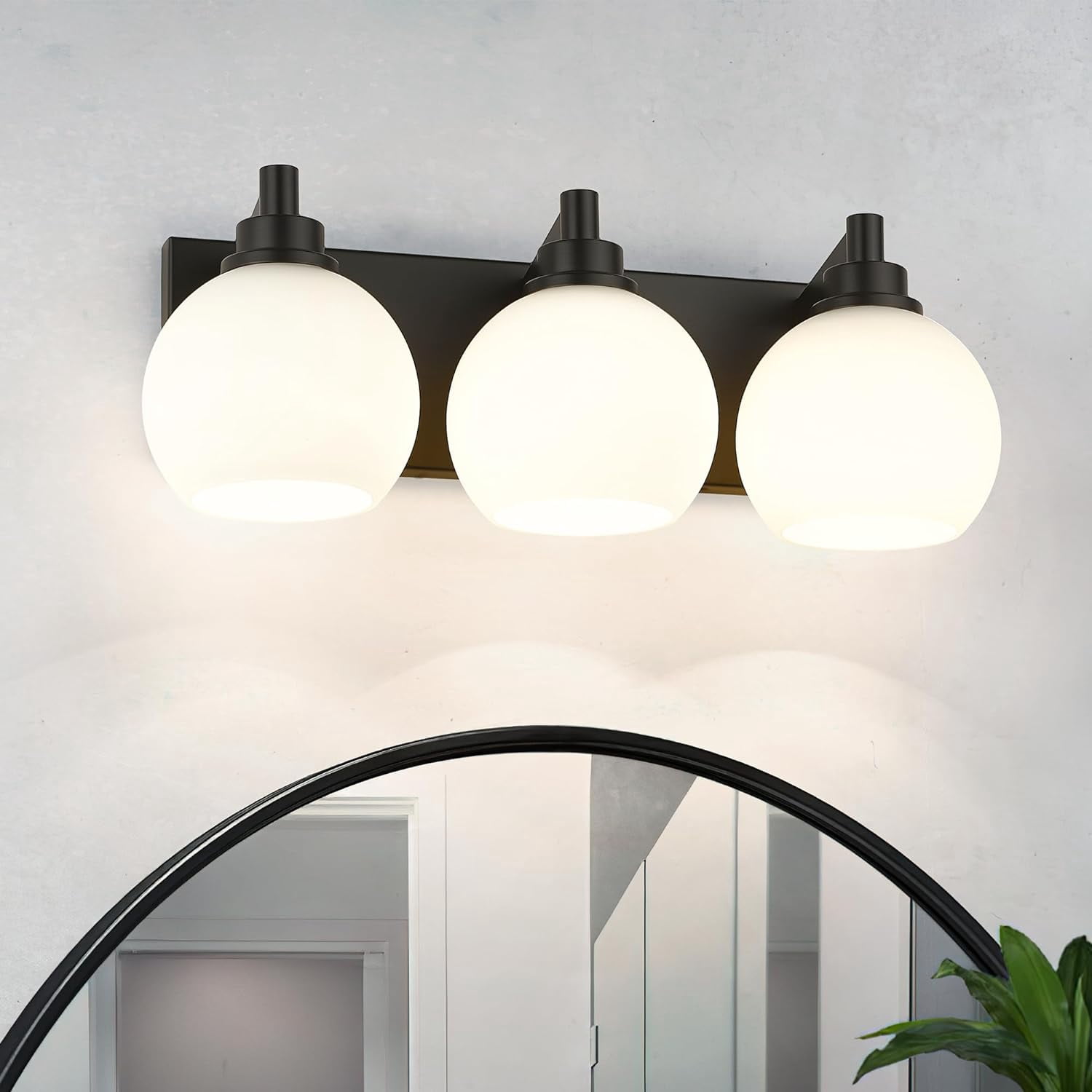Bathroom Light Fixtures, 3-Light Matte Black Vanity Light, Modern Wall ...