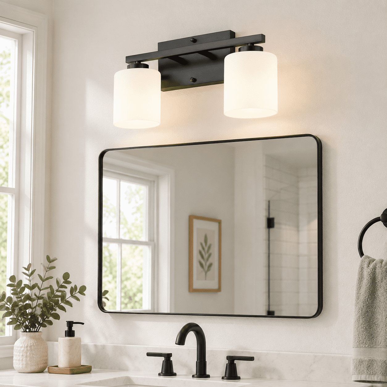Bathroom Light Fixtures Black 2-light Vanity Lights Over Mirror ...