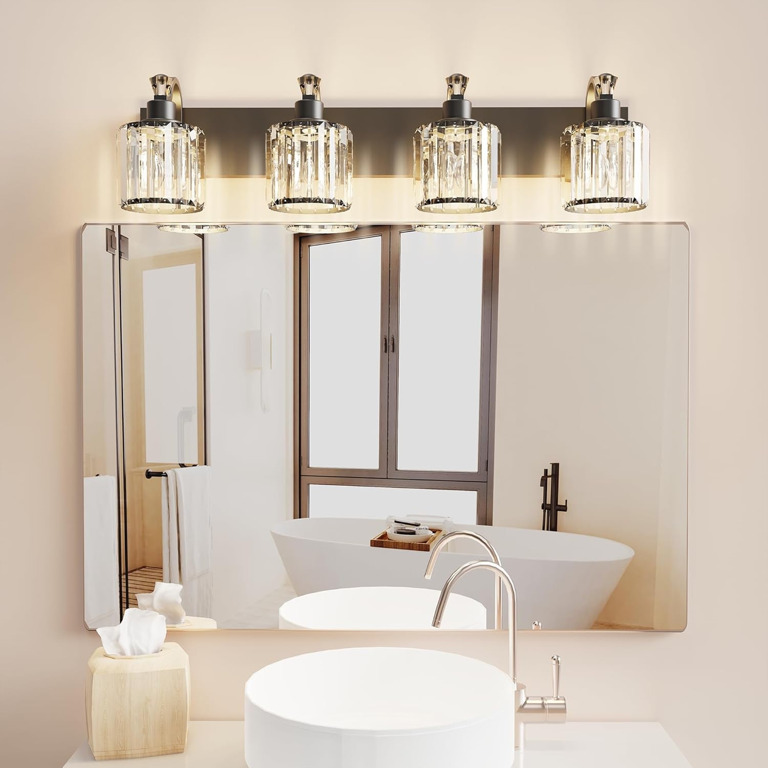 Bathroom Light Fixtures,Modern Vanity Lights with Clear Shade,Bathroom ...