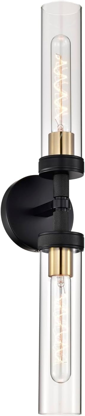 Bathroom Lighting Fixtures over Mirror, Knurled Texture 2-Light Black ...