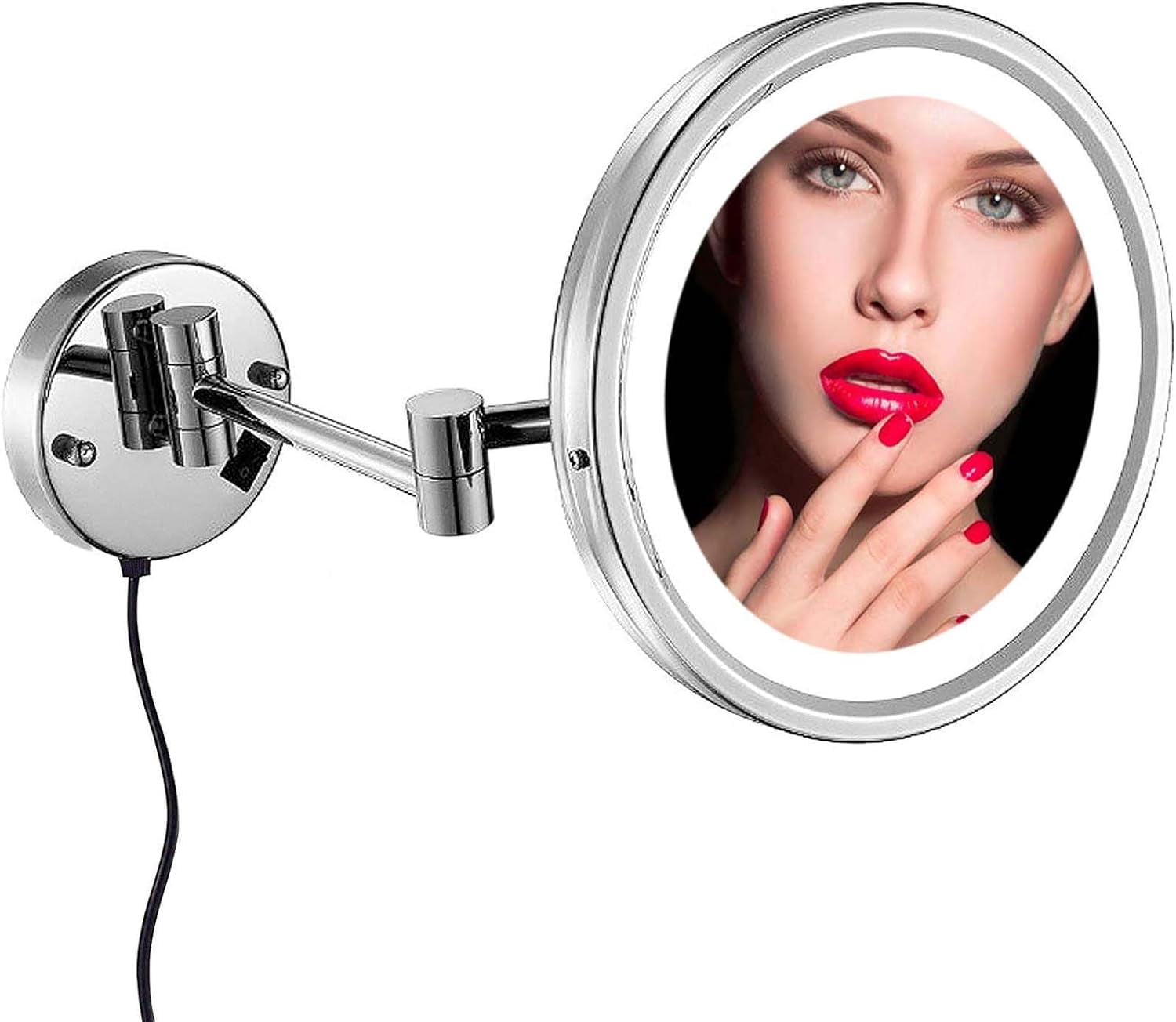 Bathroom Magnification Mirror, Round Makeup Mirror, Rotating Perfect ...