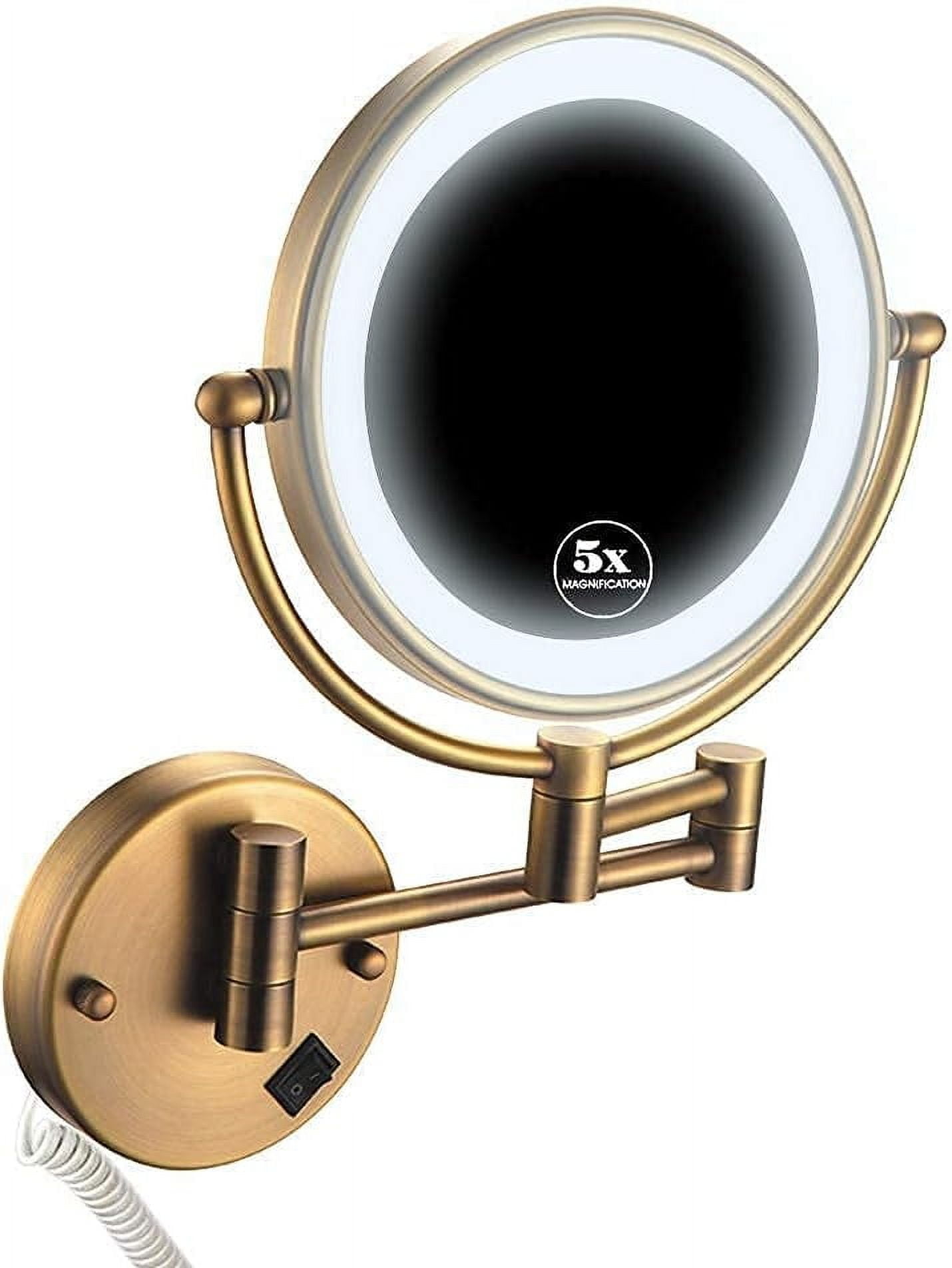 Bathroom Makeup Mirror Wall Mounted 5X Magnification 8" Led Double ...