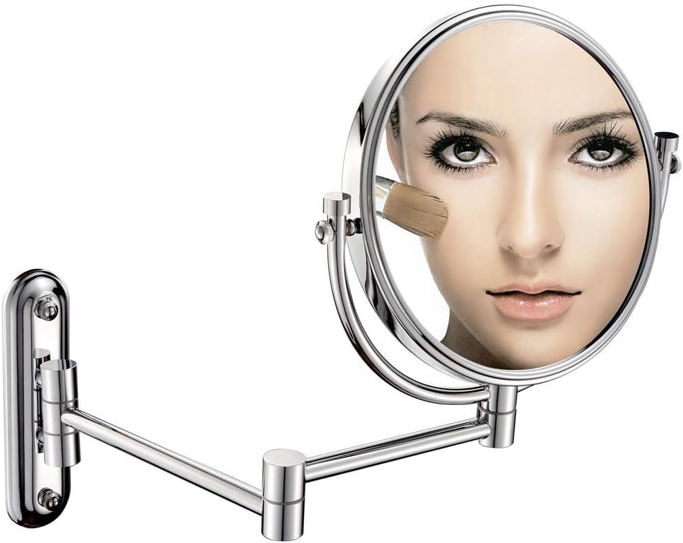 Bathroom Makeup Mirrors Wall Mounted Brass Double Sided Swivel Chrome ...