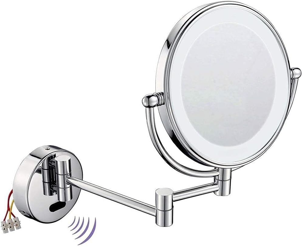 Bathroom Makeup Mirrors, Wall Mounted Vanity Double Sided Brass Lighted ...
