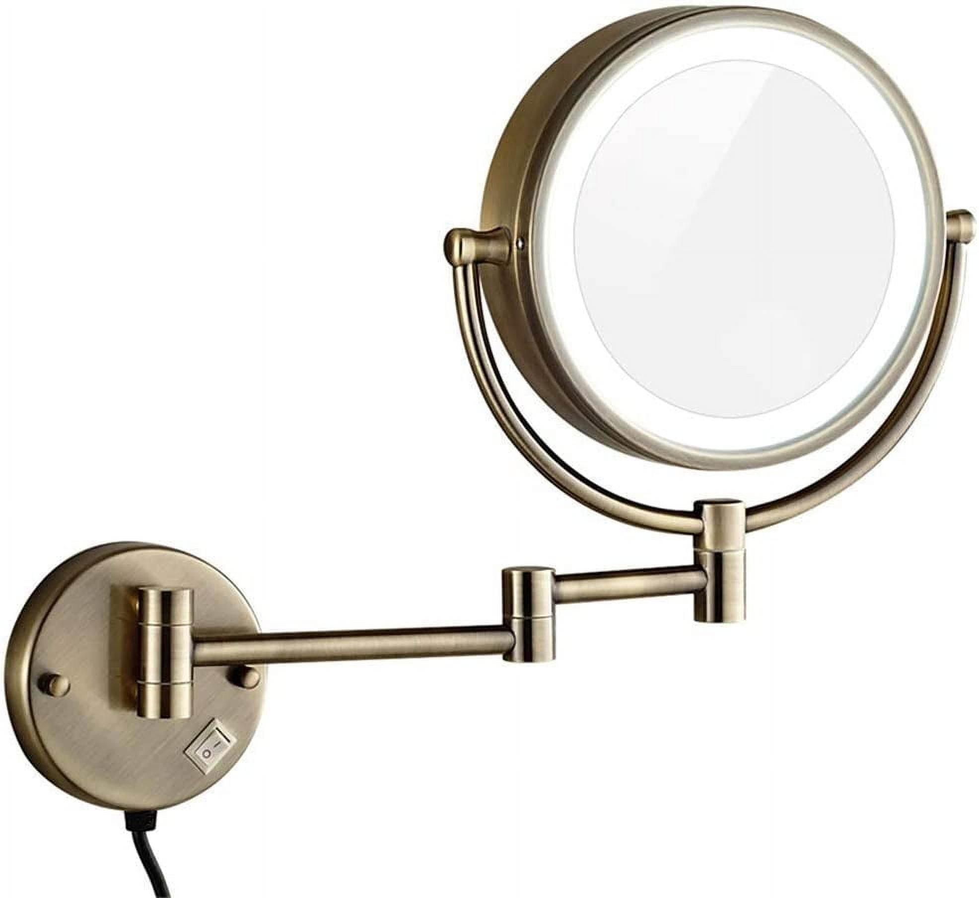 Bathroom Makeup Mirrors, Wall Mounted Vanity Double Sided Brass Lighted ...