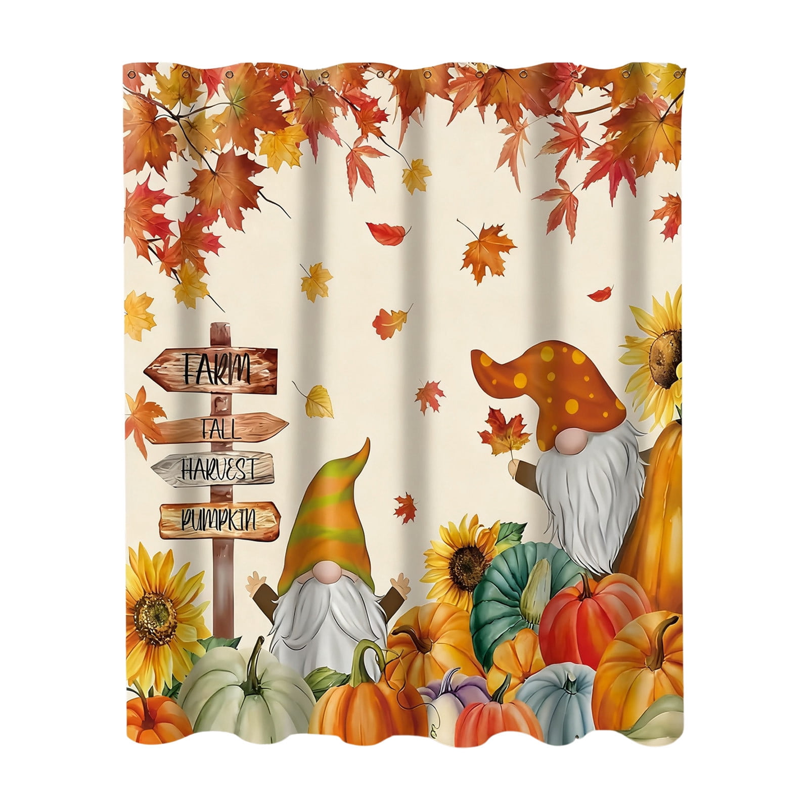 Bathroom Maple Leaf Pumpkin Gnome Sunflower Shower Curtain Machines ...