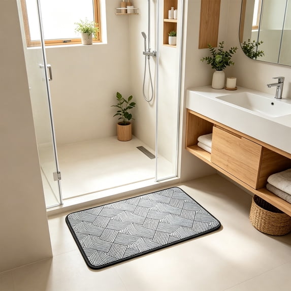 Bathroom Mat Absorbent Non Slip Floor Rug Soft Rubber Backing Quick Dry ...