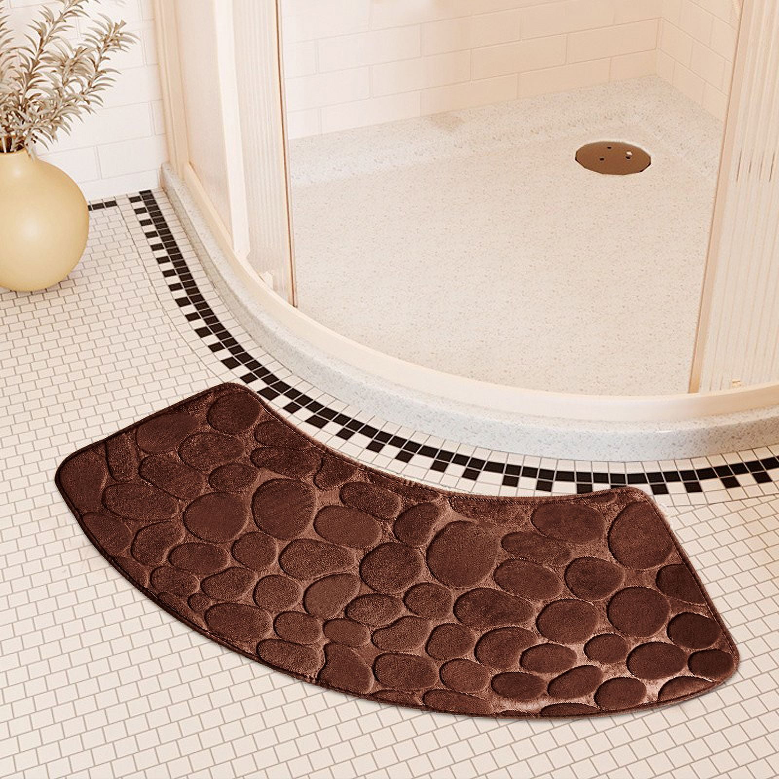 Bathroom Mat Curve Foot Mat Pebble Emboss Carpet Curved Bath Mat Non ...