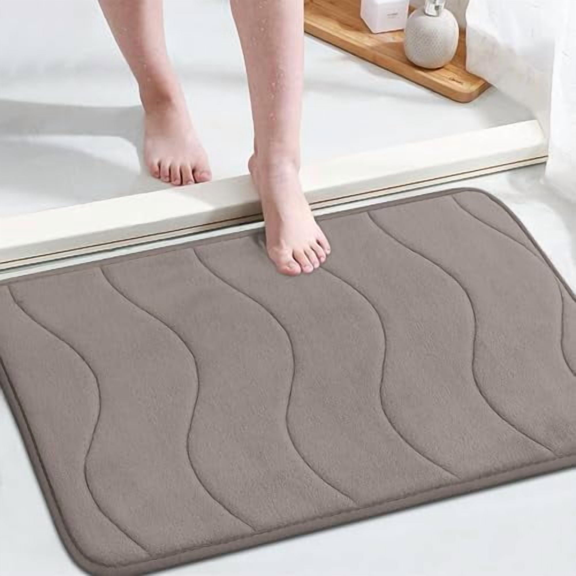 Bathroom Mat Memory Foam Bath Rug Non Slip Shower Mats,24x17,Taupe ...