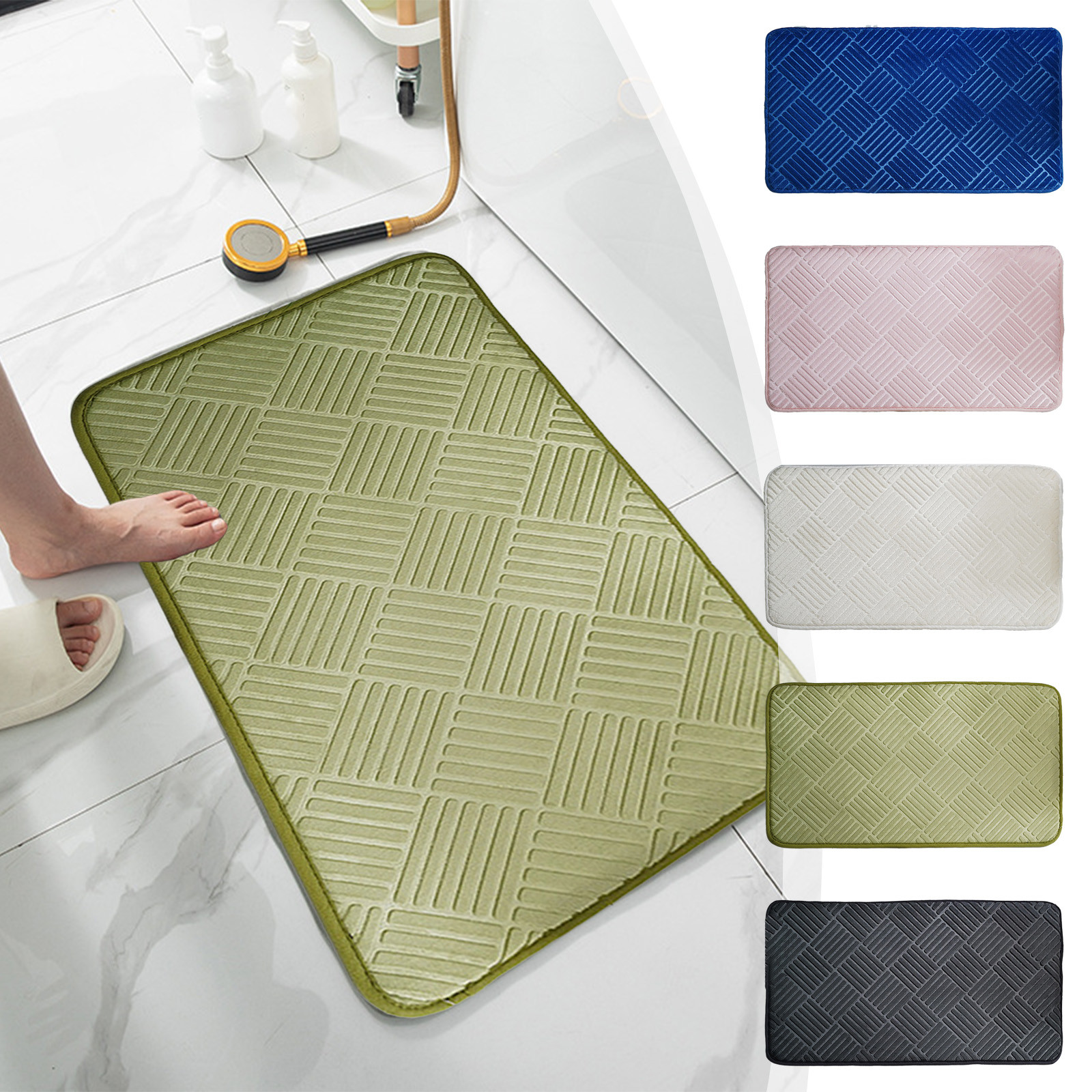 Bathroom Mat Non Slip Floor Rug | Absorbent Polyester Bath Mat | Slip ...