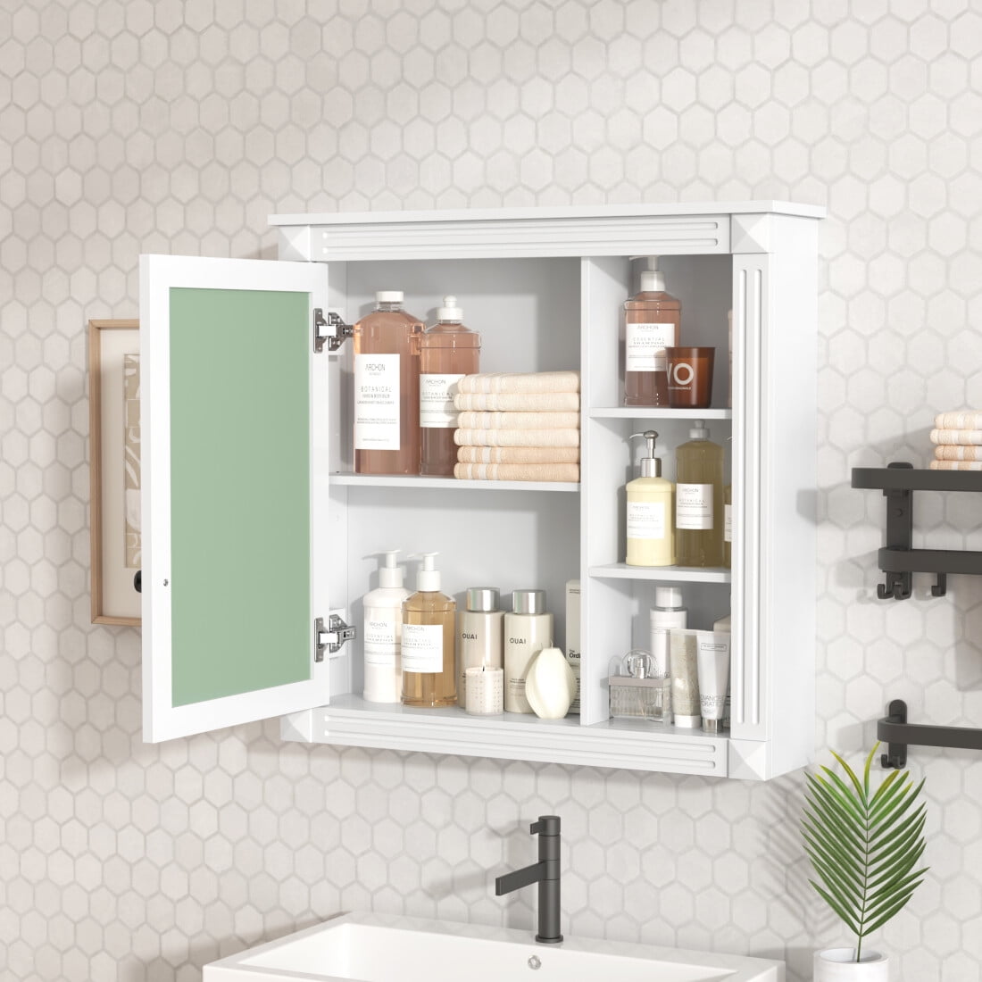 Bathroom Medicine Cabinet with Mirror, Wall Mounted Bathroom Storage ...