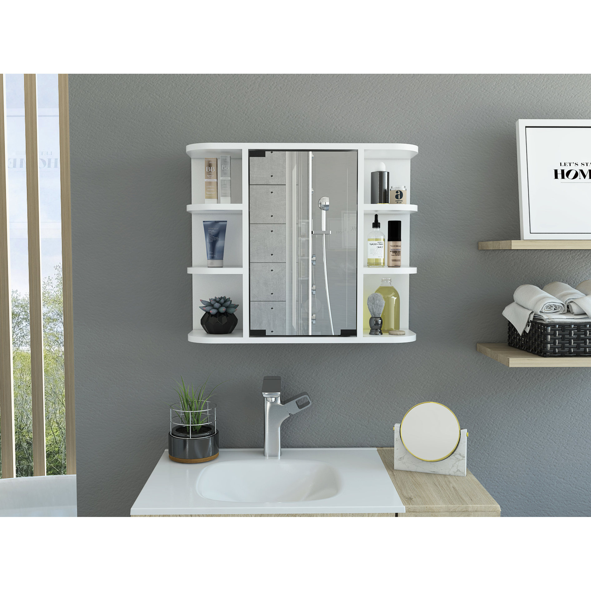 Bathroom Medicine Cabinet | Six External and Three Internal Shelves ...