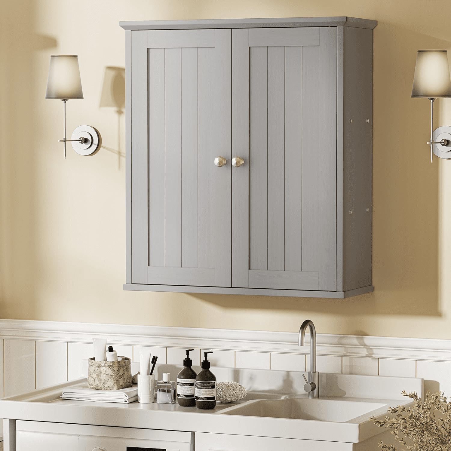 Bathroom Medicine Cabinet Wall Mount with 2 Doors and 2 Shelves Small ...