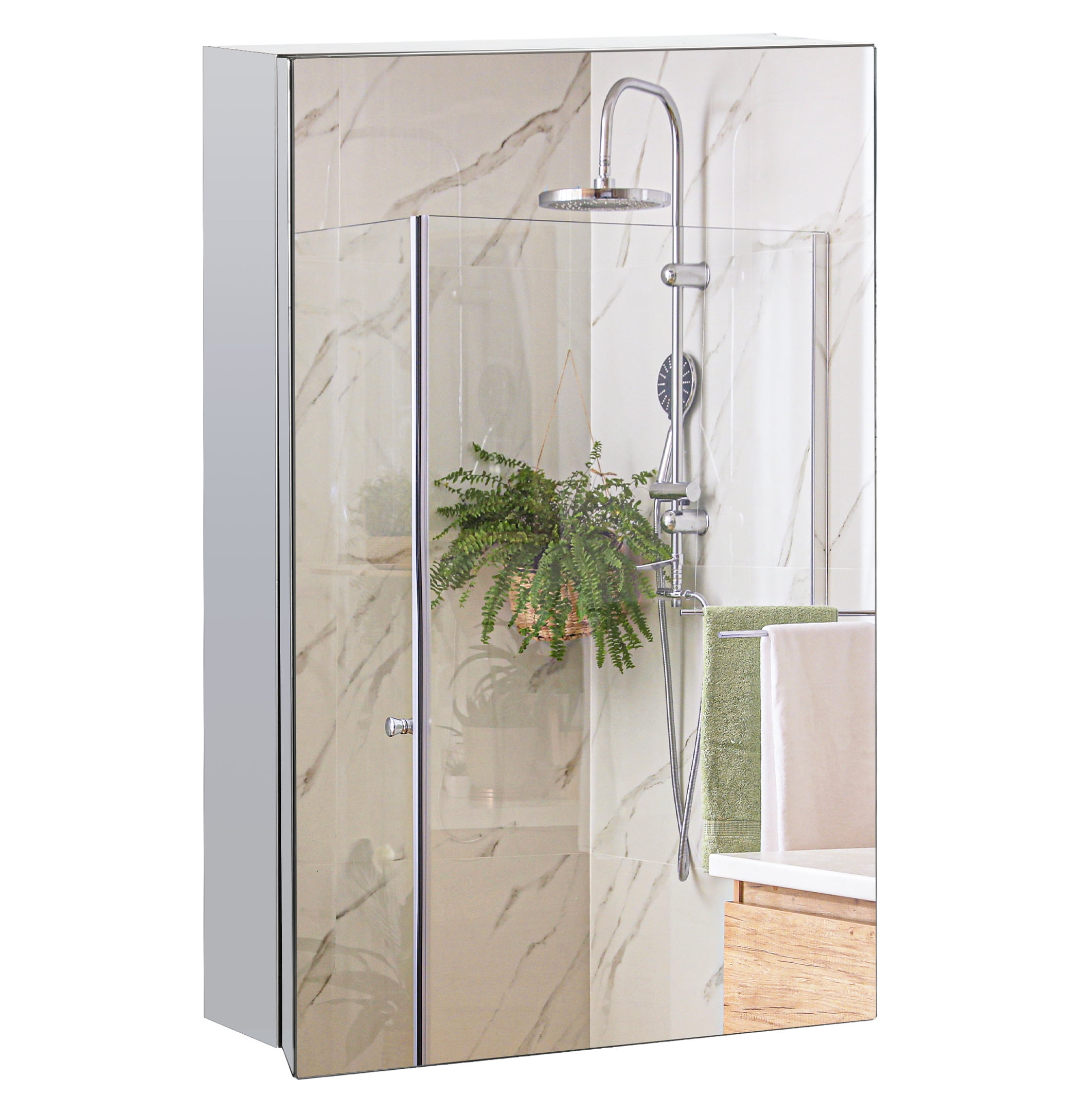 Bathroom Medicine Cabinet Wall Mounted, Mirrored Cabinet with Hinged ...