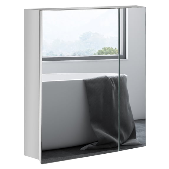 Bathroom Medicine Cabinet Wall Mounted, Silver Hinged Door Storage, 23. ...