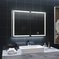 Bathroom Medicine Cabinet with LED Light & Power Strip,Wall Mounted ...