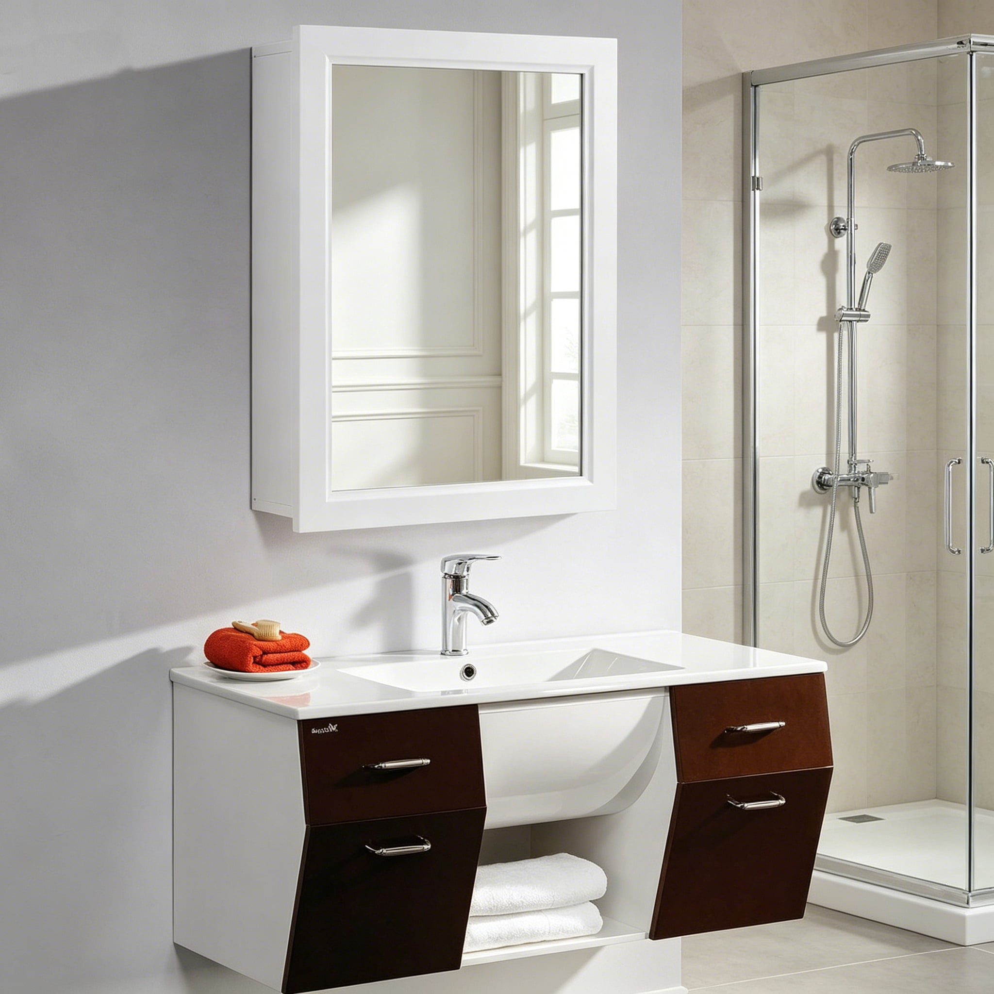Bathroom Medicine Cabinet with Mirror, Single Door & Adjustable Shelf ...