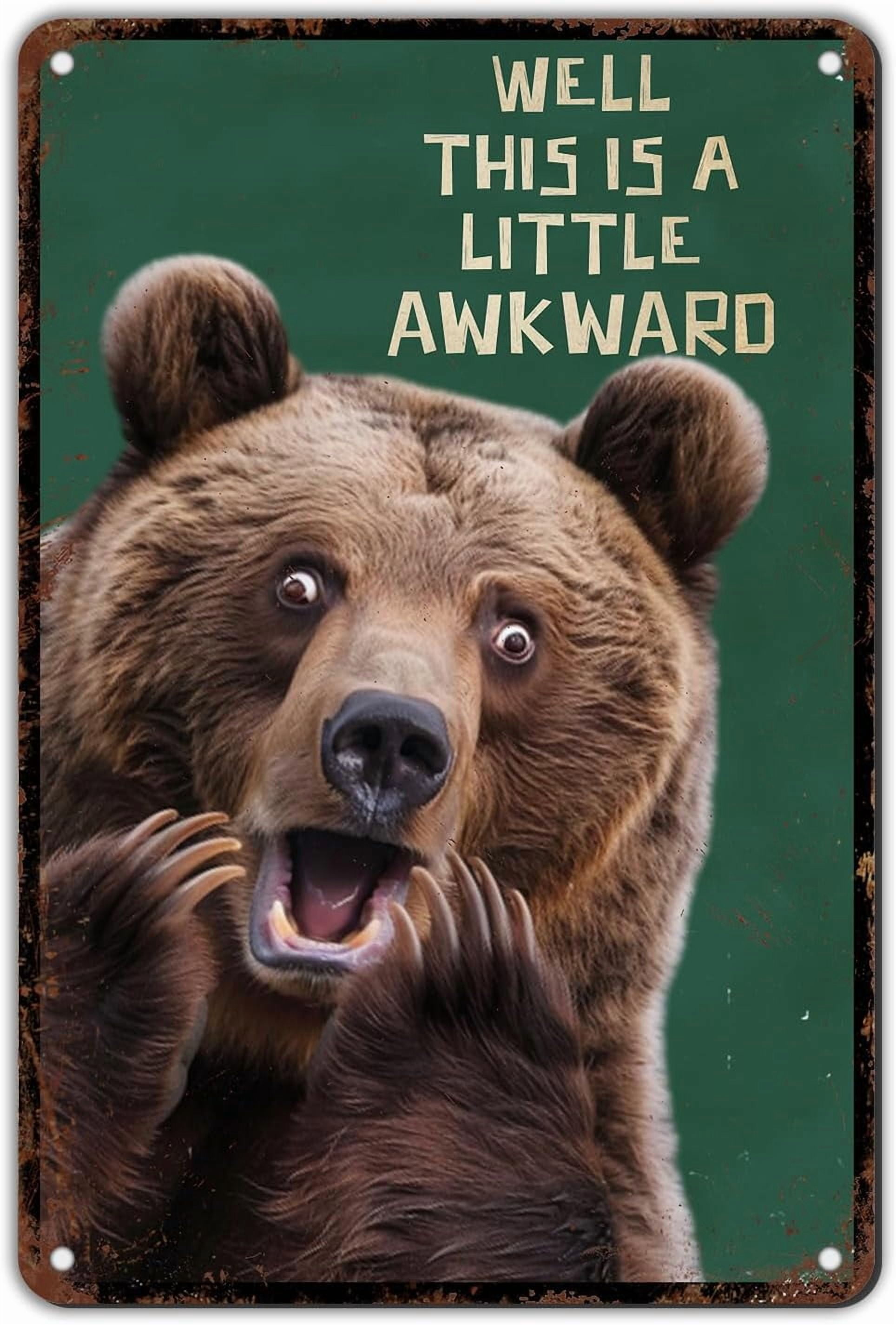 Bathroom Metal Sign Funny Brown Bear Bathroom Wall Decor Brown Bear ...