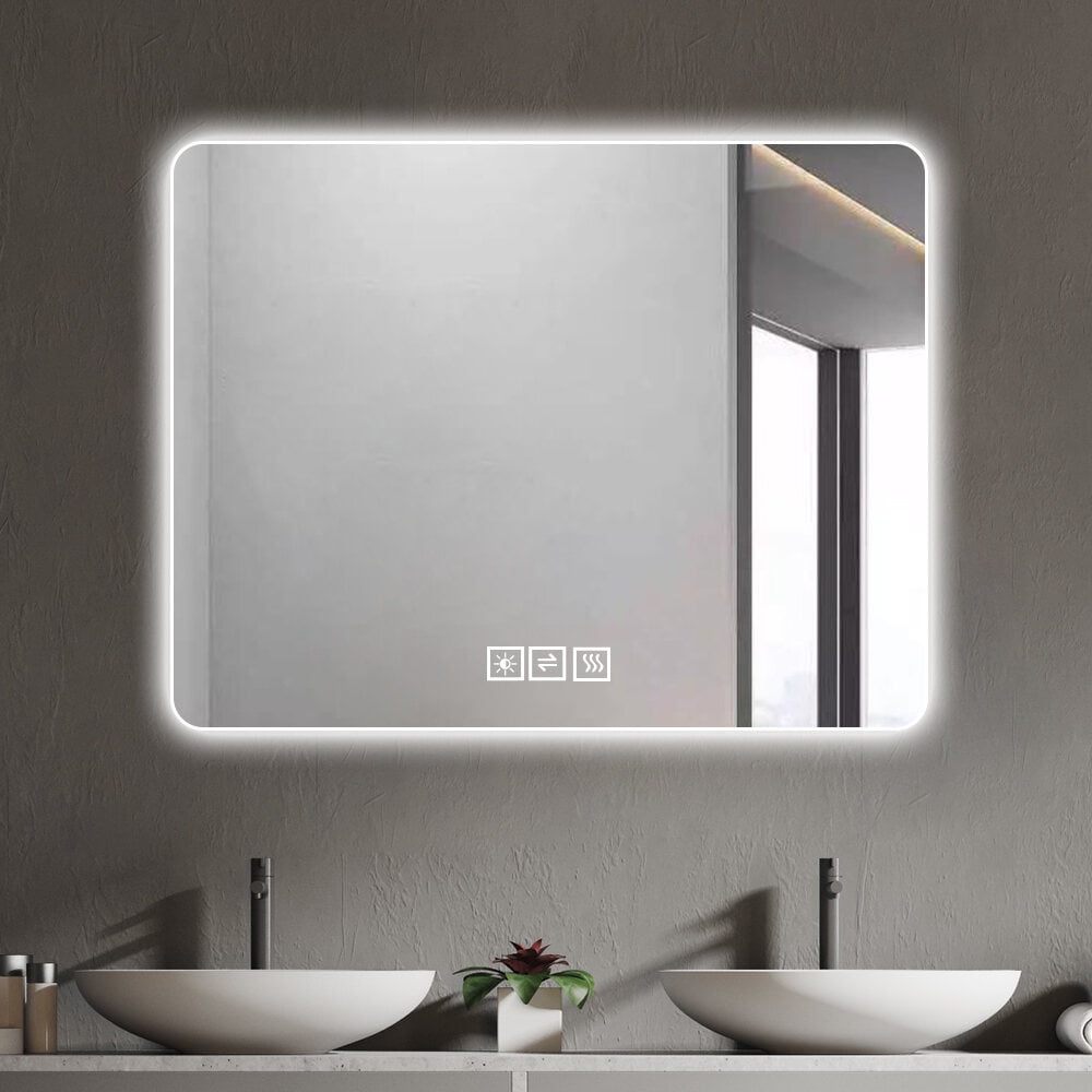 Bathroom Mirror Bathroom Mirror with Led Lights Front and Backlit, Anti ...