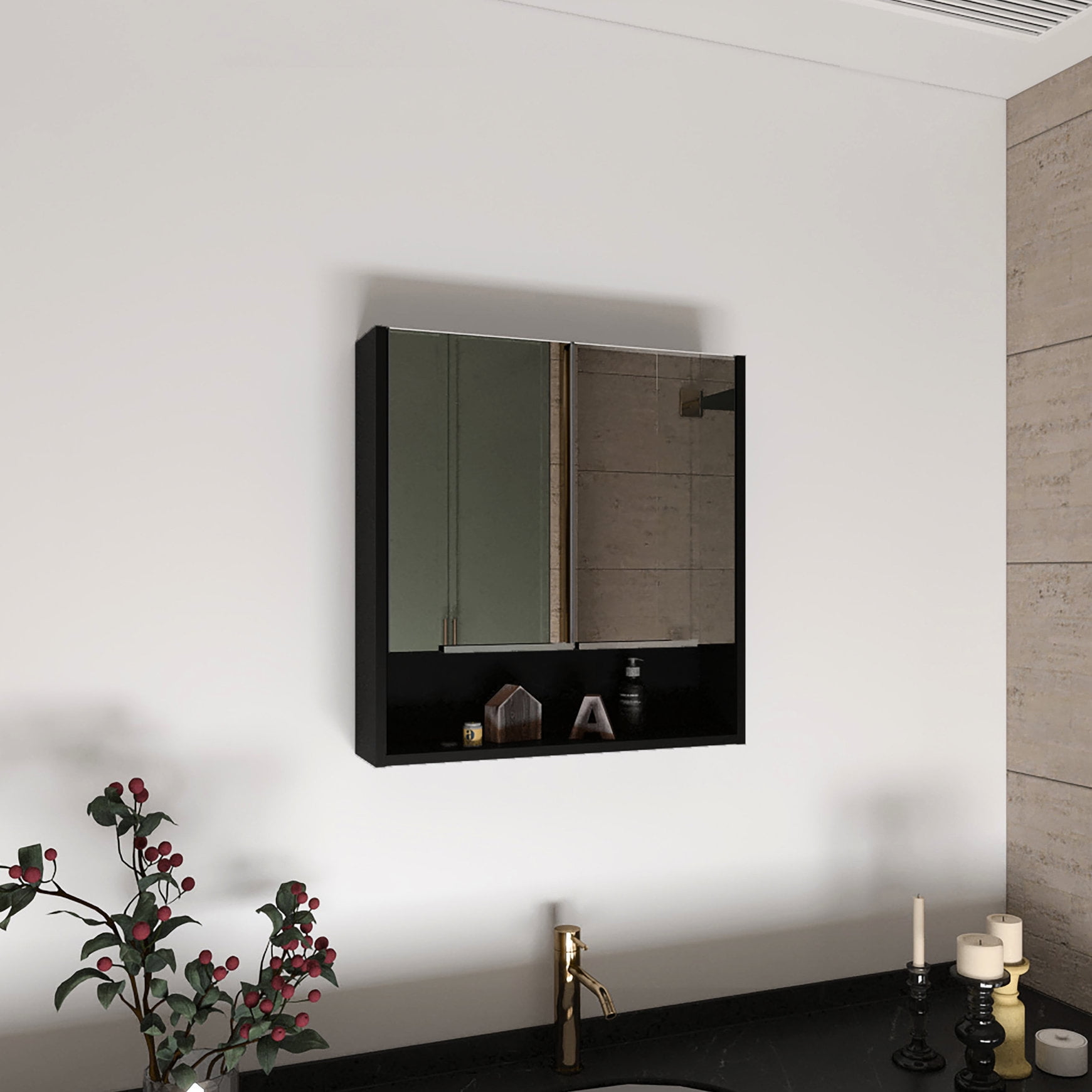 Bathroom Mirror Cabinet | Wide Shelf Design for Regular Items | Wengue ...