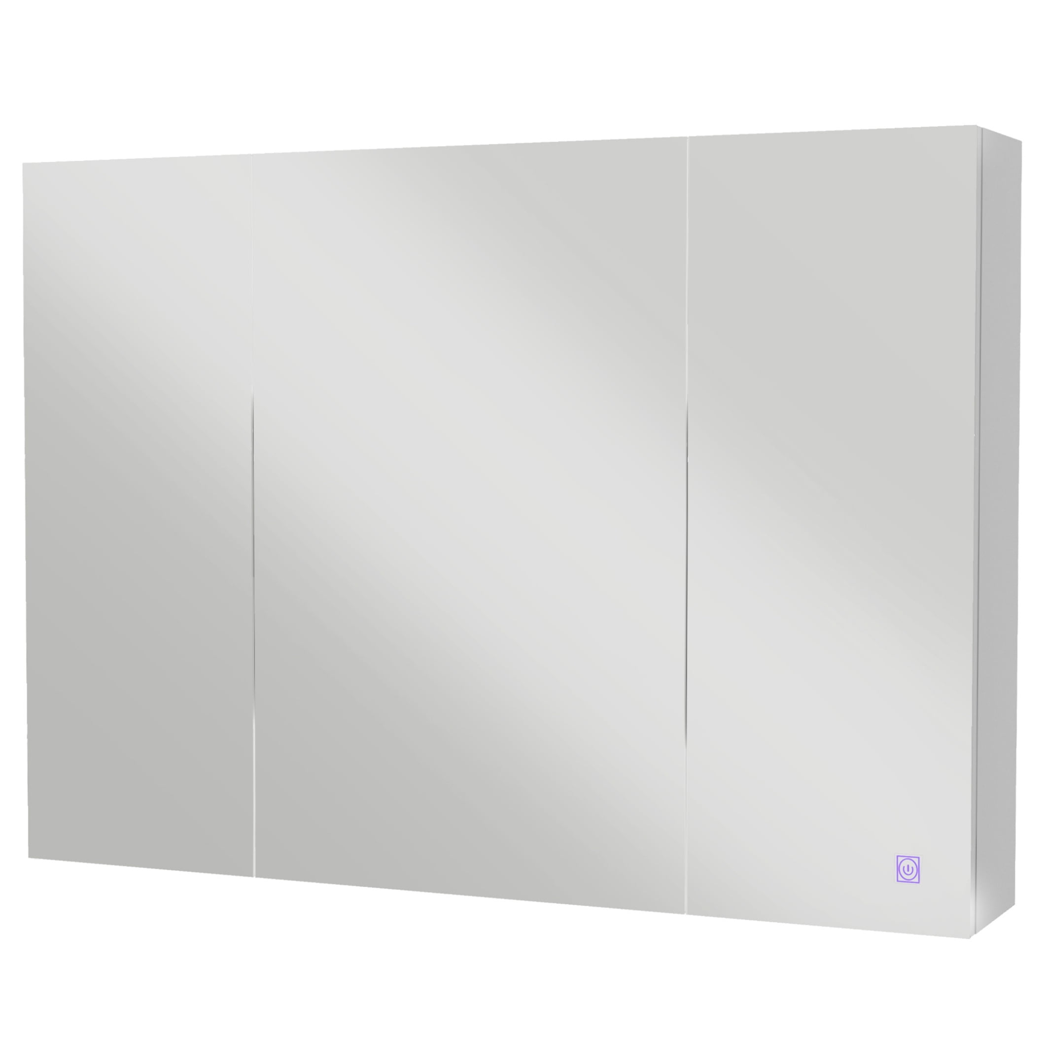 Bathroom Mirror Cabinet with LED Light, USB Charger, Adjustable Shelf ...