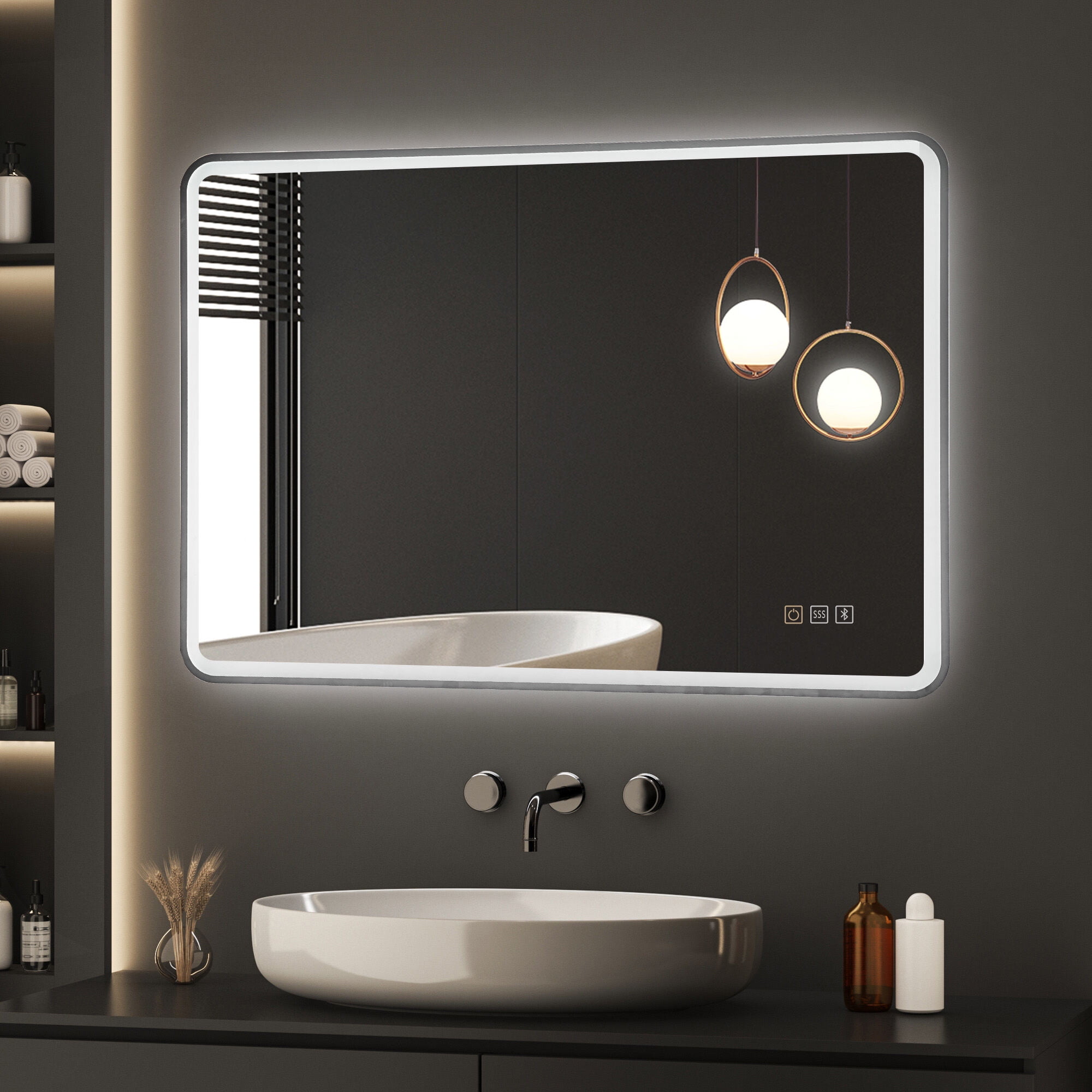 Bathroom Mirror Led Bathroom Mirror with Lights,Bluetooth Smart Mirror ...