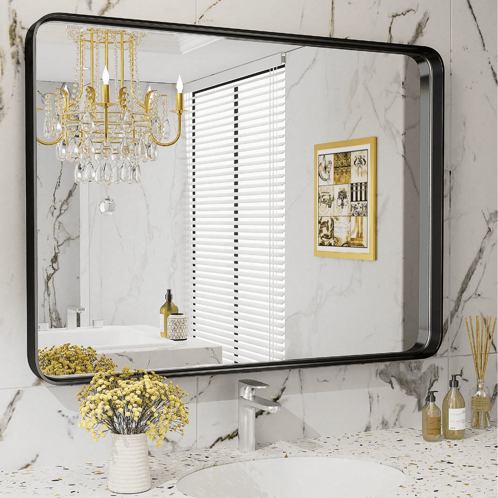 Bathroom Mirror, Vanity Mirrors For Over Sink Wall, 30x40 Inch Large With Rounded Rectangle ...