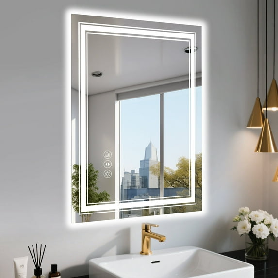 Bathroom Mirrors 24x36 Inch Frameless LED Bathroom Mirror,Smart Mirror ...