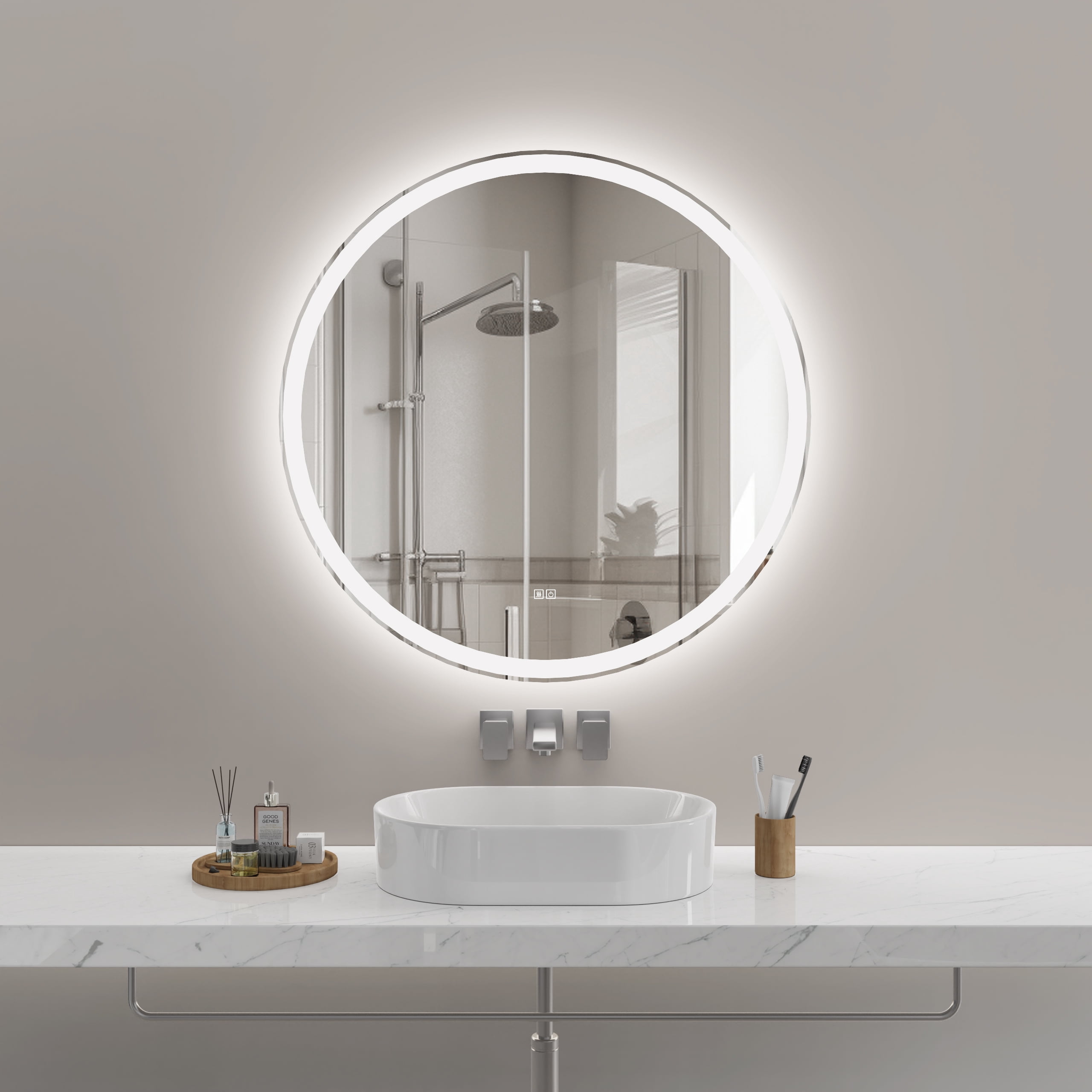 Bathroom Mirrors 40"x40" Modern LED Round Smart Mirror Bathroom Mirror ...