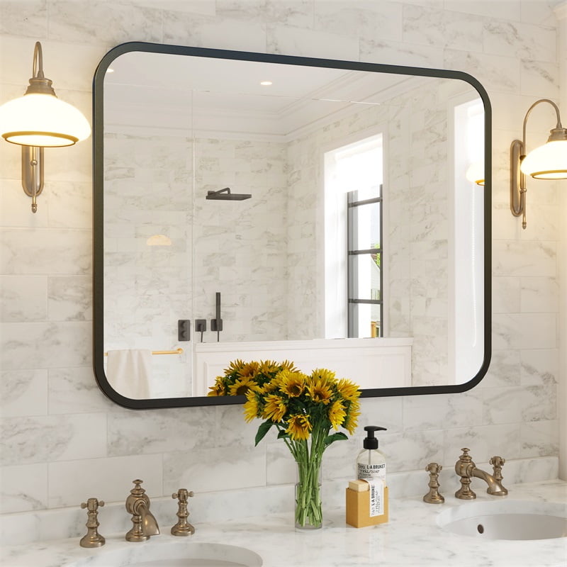 Bathroom Mirrors Black Bathroom Wall Mirror for Over Sink 40" × 32 ...