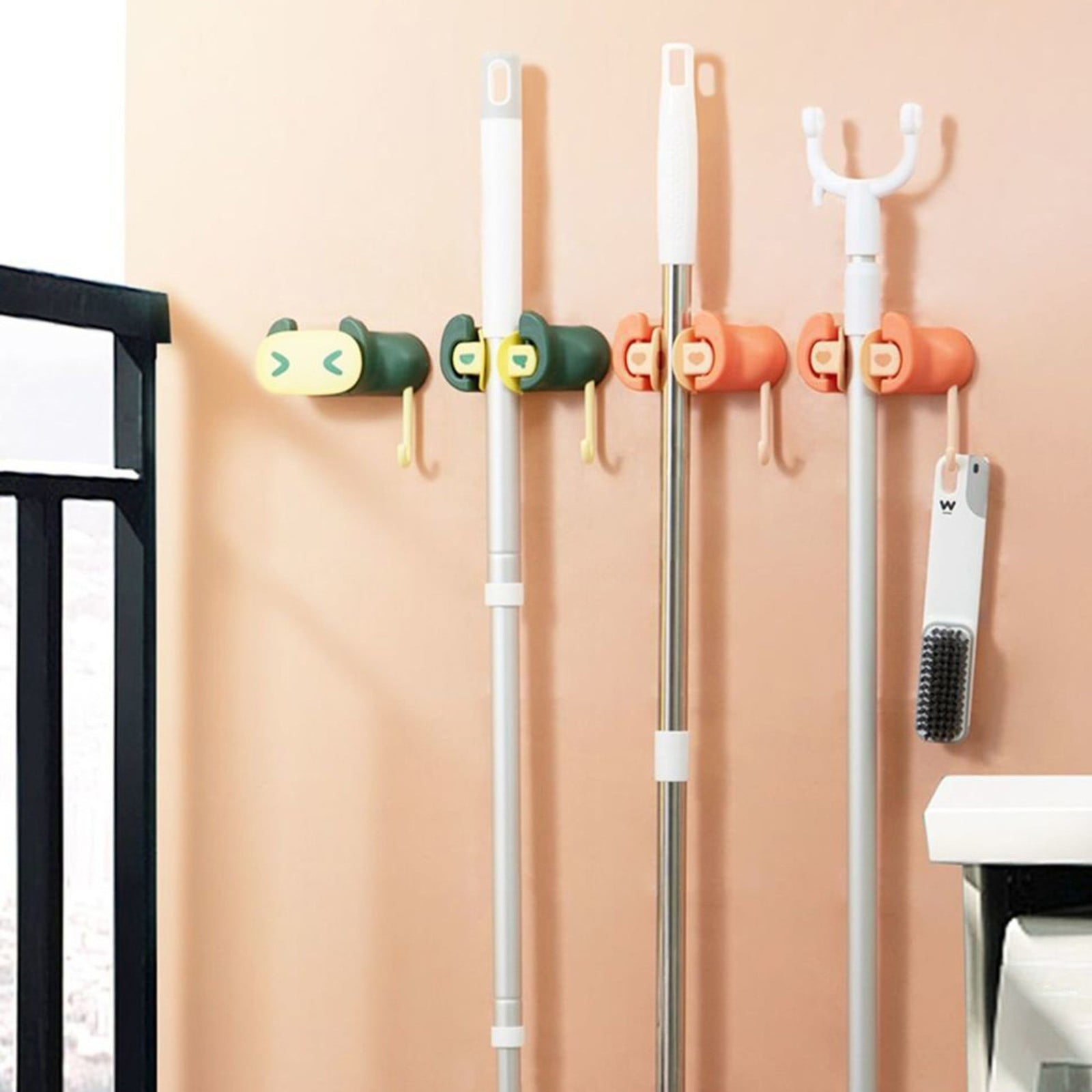 Bathroom Mop Hanger Hanger Clamps Grip Mop Nonslip Hangers Self Mop ...