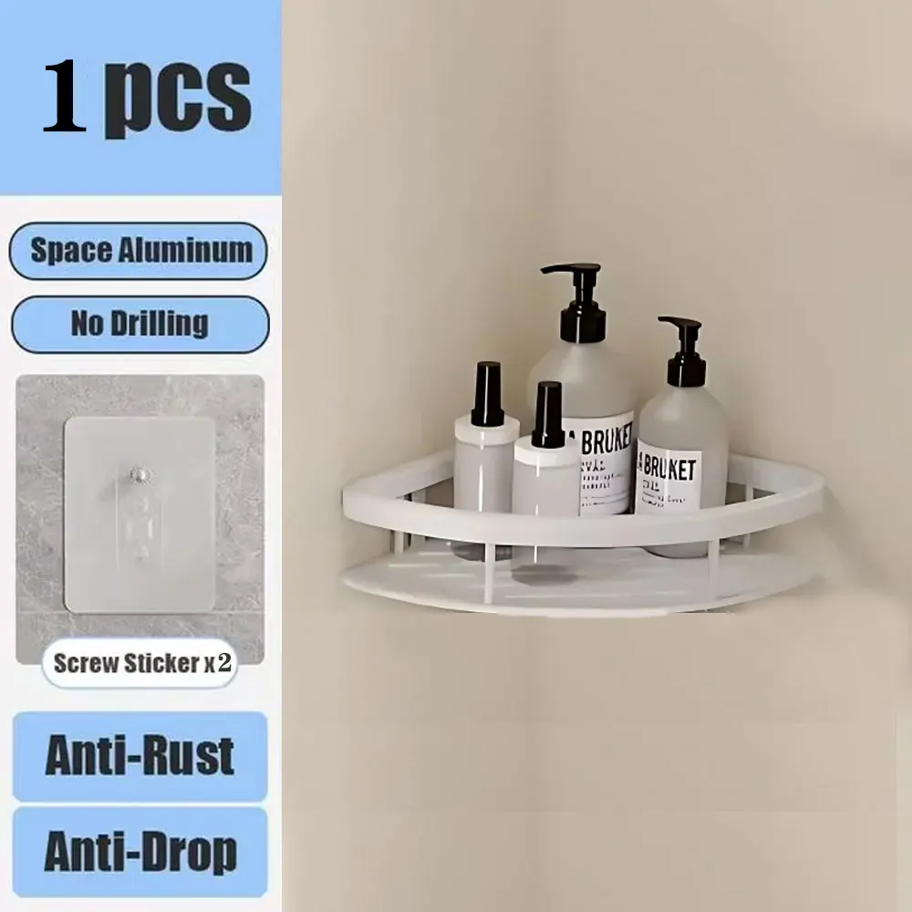 Bathroom Nail-free Shelf Shower Corner Shelf Aluminum Shampoo Shelf ...