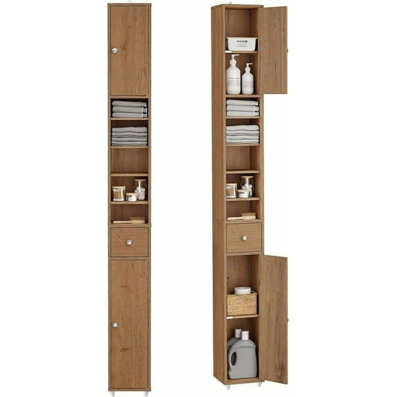 Bathroom Narrow Storage Cabinet, Skinny Tall Unit with Adjustable ...