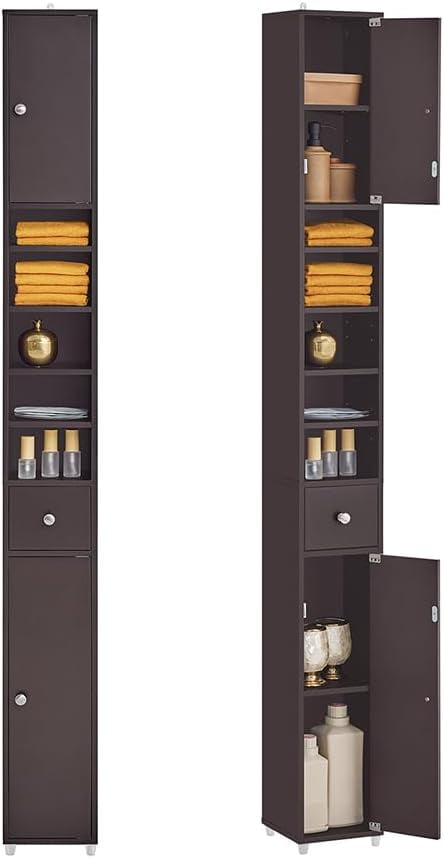 Bathroom Narrow Storage Cabinet, Skinny Tall Unit with Adjustable ...